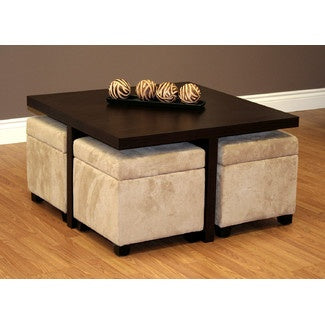Dining Table With four Storage Ottoman – FF Furniture